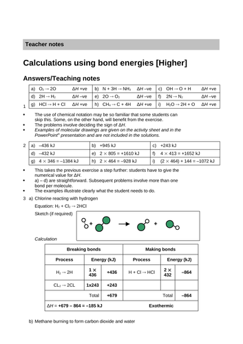 2019 AQA GCSE Chemistry Energy changes Calculating Bond Energies ...