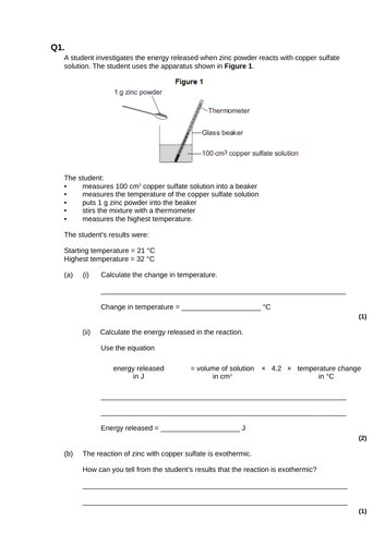 2019 AQA GCSE Chemistry Energy changes Calculating Bond Energies ...