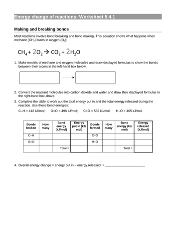 2019 AQA GCSE Chemistry Energy changes Calculating Bond Energies ...