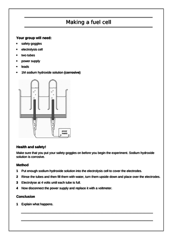2019 AQA GCSE Chemistry Energy changes Fuel Cells | Teaching Resources