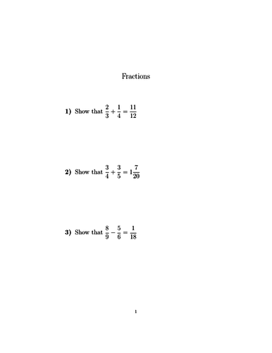 Fractions (GCSE-style Questions) worksheet (with solutions) | Teaching ...