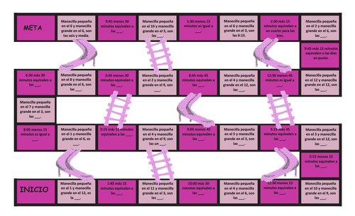Telling Time Spanish Chutes and Ladders Board Game | Teaching Resources