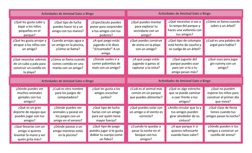 Friendship Activities Spanish Tic-Tac-Toe or Bingo Game | Teaching ...