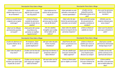 People Descriptions Spanish Tic-Tac-Toe or Bingo Game | Teaching Resources
