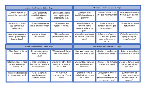 Personal Information Spanish Tic-Tac-Toe or Bingo Game | Teaching Resources
