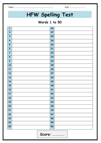 High Frequency Word Lists for every class - 6 sets (years 1 to 6 ...