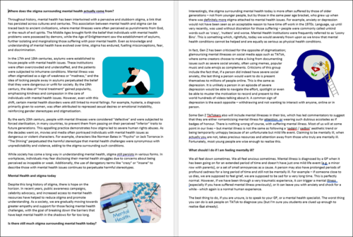 Mental Health + Mental Health Stigma | Teaching Resources