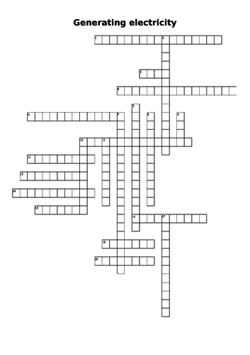 Generating Electricity Crossword and Answers | Teaching Resources