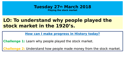 Playing the Stock Market - USA 1920-1973 | Teaching Resources