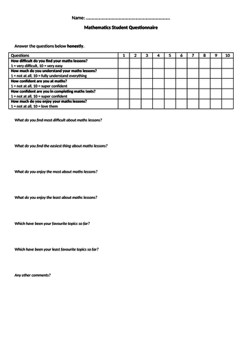 Maths Student Satisfaction Survey | Teaching Resources