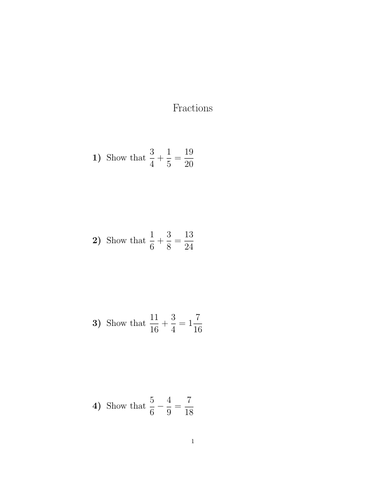 Fractions (GCSE-style Questions) no 2 | Teaching Resources