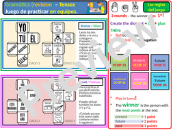 AQA GCSE Spanish Games Conjugation Learning Grid and Cube// El Bingo ...
