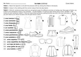 La ropa worksheet cover lesson | Teaching Resources