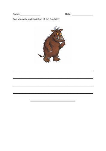 Gruffalo Character Description Flipchart and DIFFERENTIATED worksheets ...