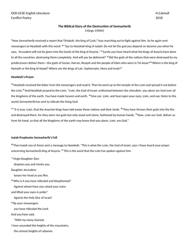 OCR GCSE English Lit - Conflict Poetry ENTIRE SOW | Teaching Resources