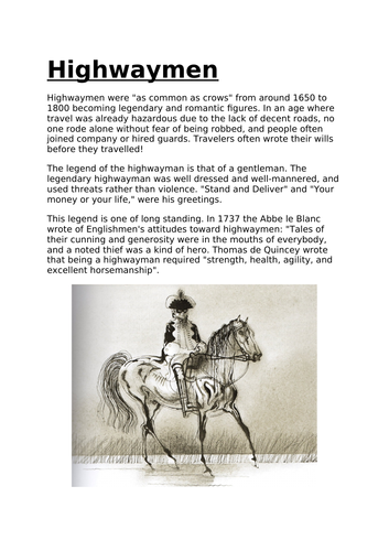 The Highwayman | Teaching Resources