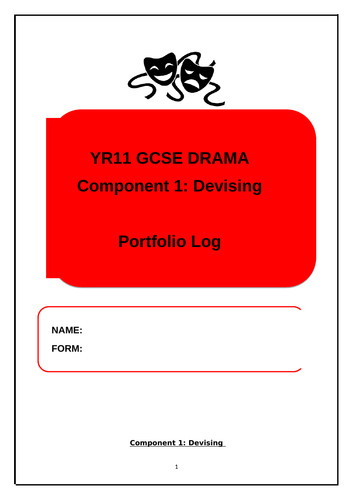Edexcel GCSE Drama Component 1 - Portfolio Support/Log | Teaching Resources