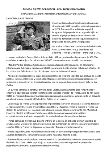 Spanish A Level: Monarchies and dictatorships (Monarquías y dictaduras ...