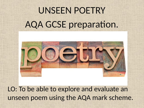 Unseen poetry Full Scheme of work AQA Literature paper 2 | Teaching ...