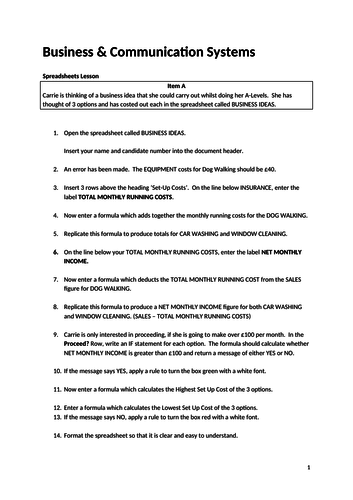 Spreadsheets for GCSE Business (cashflow, break-even, etc) | Teaching ...