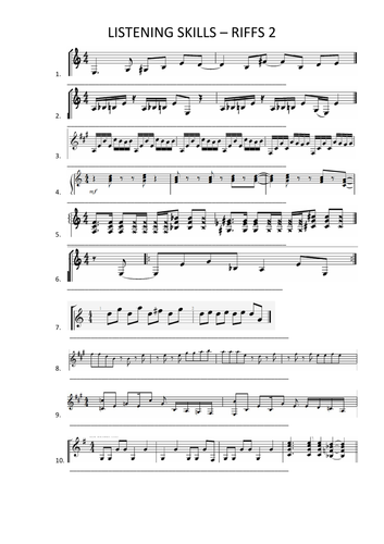 IDENTIFY THE MELODY - RIFFS 2 | Teaching Resources