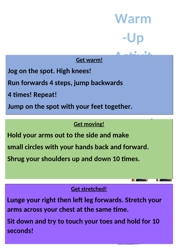 KS3 Dance Warm-up Activity Cards x4 | Teaching Resources