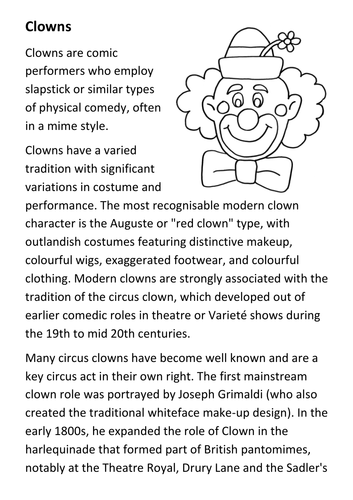 The Circus Activity Pack | Teaching Resources