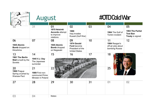 Cold War Calendars On This Day 2018 (Edexcel) | Teaching Resources