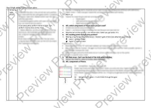 Year 8 Hockey schemes of work / Lesson plans (with resources included ...