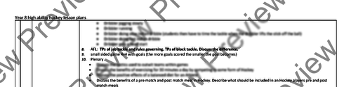 Year 8 Hockey schemes of work / Lesson plans (with resources included ...