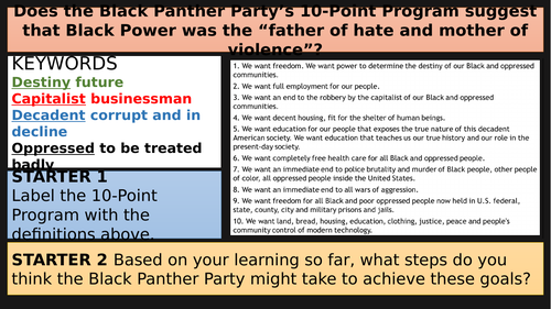 10 lesson SOW on Civil Rights & Black Power for KS3 | Teaching Resources