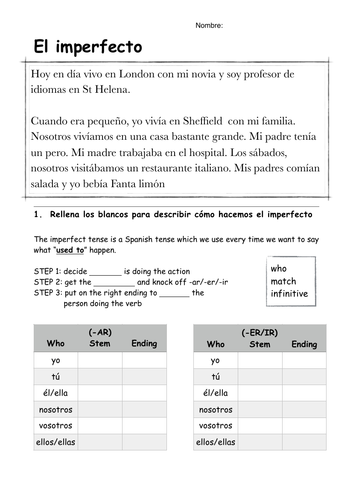 Imperfect tense in Spanish | Teaching Resources