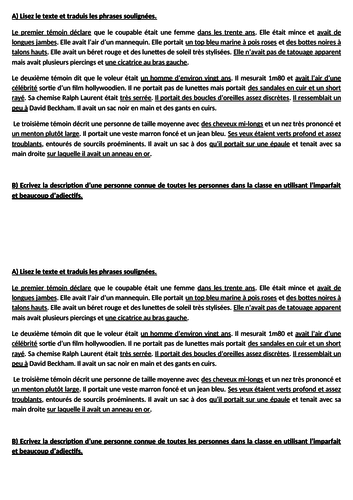 L'imparfait: mon enfance, la vie avant et mon alibi | Teaching Resources