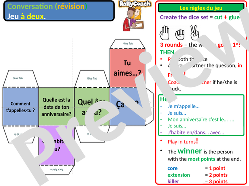 KS3/KS4 French-Speaking Cube/Tarsia/Conjugation Learning Grid Games ...
