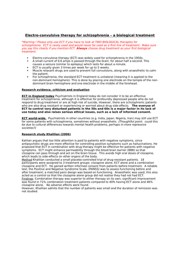 9990 Psychology Y13 Evaluating Treatments of Schizophrenia and ...