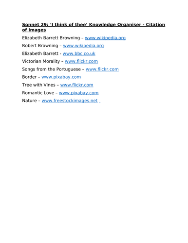 Sonnet 29: 'I Think of Thee' - Knowledge Organiser/ Revision Mat ...