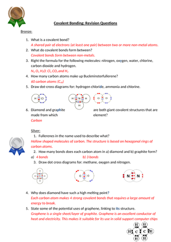 AQA Chemistry - Covalent Bonding Questions and Answers (Bronze, Silver ...