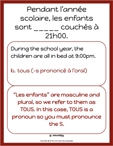 Advanced French Grammar: 50 Challenge Cards using TOUT | Teaching Resources