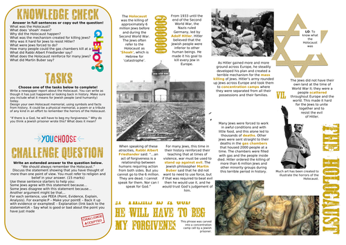 Judaism: The Holocaust - Task Mat | Teaching Resources