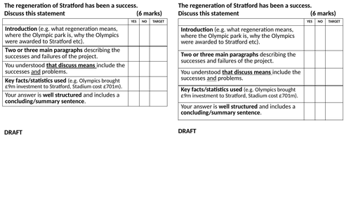 Geography 9 mark question DIRT student feedback forms 9-1 gcse MANY ...