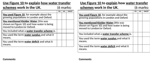 Geography 9 mark question DIRT student feedback forms 9-1 gcse MANY ...