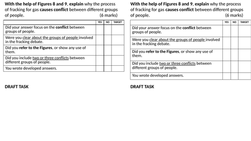 Geography 9 mark question DIRT student feedback forms 9-1 gcse MANY ...