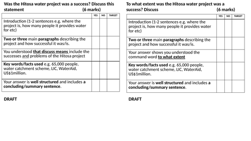 Geography 9 mark question DIRT student feedback forms 9-1 gcse MANY ...