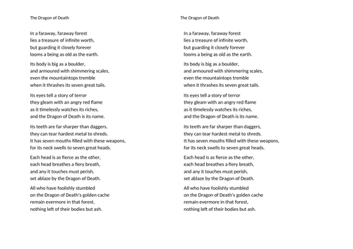 KS3 Mythical Creatures Ballads 2 Weeks | Teaching Resources