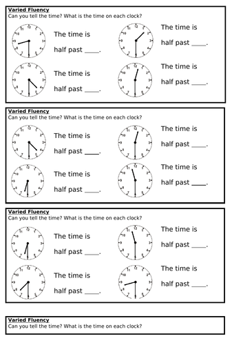 Time to half past, Summer Block 6, year 1 | Teaching Resources