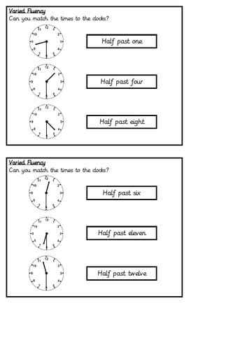 Time to half past, Summer Block 6, year 1 | Teaching Resources