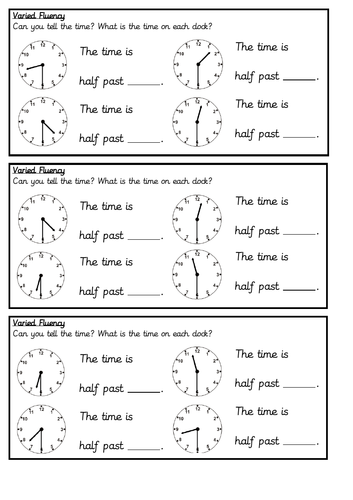 Time to half past, Summer Block 6, year 1 | Teaching Resources