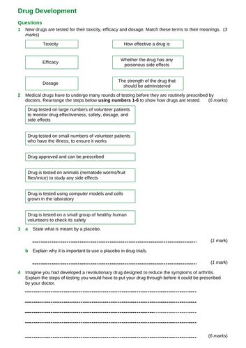 2018 AQA GCSE Biology Unit 1 (B1): Developing New Drugs L25 | Teaching ...