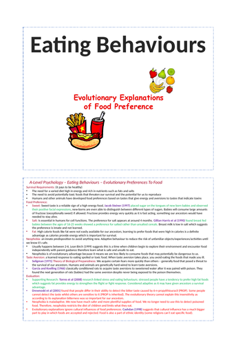 Eating Behaviour - AQA Psychology A Level | Teaching Resources