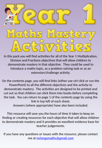 Multiplication, Division and Fractions Mastery Activities – Year 1 ... Multiplication, Division and Fractions Mastery Activities – Year 1 ...
